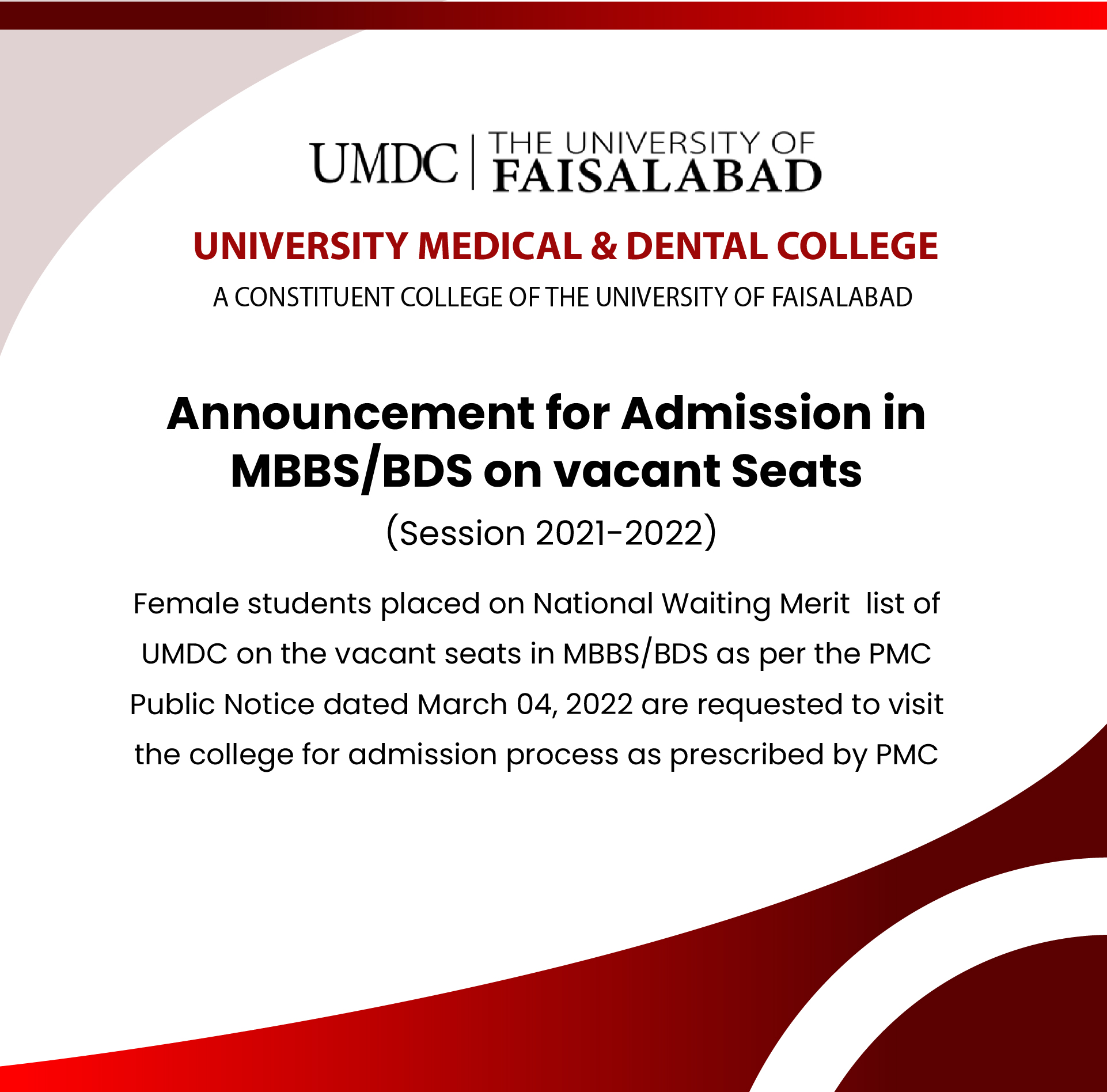 UMDC Faisalabad | Medical & Dental College | University Medical ...